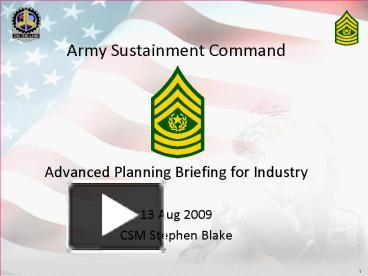 PPT – Army Sustainment Command PowerPoint presentation | free to view ...