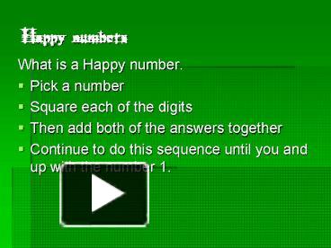 Happy numbers presentation | free to view