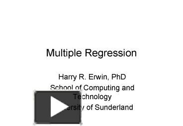 Multiple Regression presentation | free to view