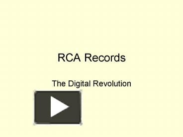 RCA Records presentation | free to view