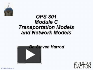 OPS 301 Module C Transportation Models and Network Models presentation ...