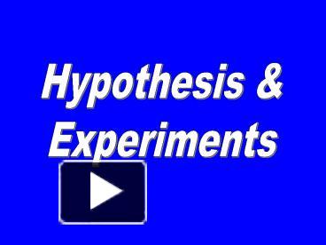 Hypothesis presentation | free to download
