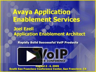 Avaya Application Enablement Services presentation | free to download