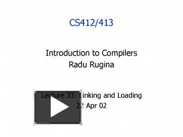 Lecture 33: Linking and Loading presentation | free to download