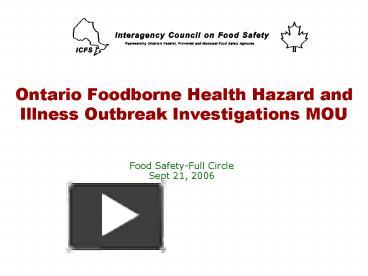 PPT – Ontario Foodborne Health Hazard and Illness Outbreak ...