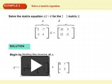 PPT – Solve a matrix equation PowerPoint presentation | free to view ...