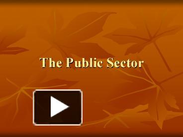 The Public Sector presentation | free to view