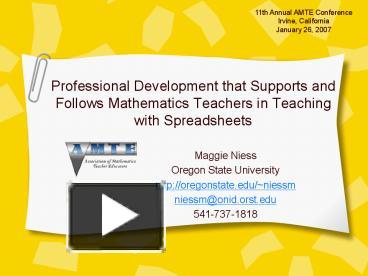 PPT – Professional Development that Supports and Follows Mathematics ...