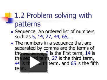 1'2 Problem solving with patterns presentation | free to view