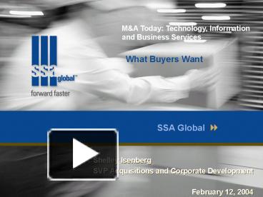 SSA Global presentation | free to view