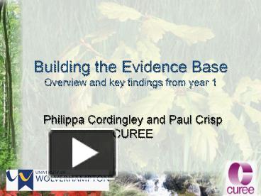 Building the Evidence Base Overview and key findings from year 1 ...