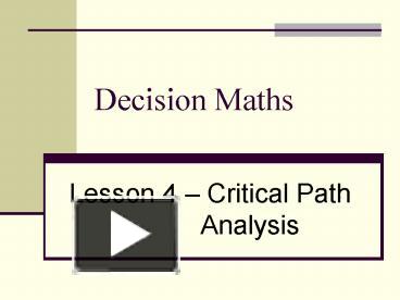 Decision Maths presentation | free to view