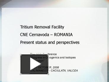 Tritium Removal Facility presentation | free to view