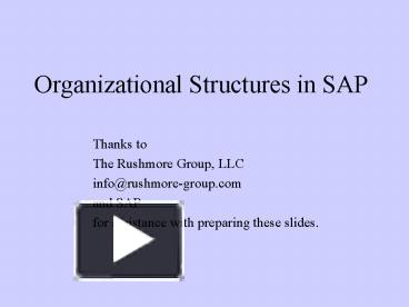 Organizational Structures in SAP presentation | free to view
