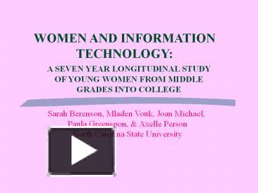 PPT – WOMEN AND INFORMATION TECHNOLOGY: PowerPoint presentation | free ...