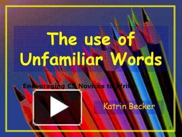 The use of Unfamiliar Words presentation | free to download