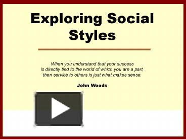 Exploring Social Styles presentation | free to view