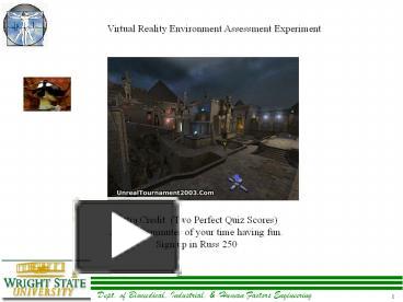 PPT – Virtual Reality Environment Assessment Experiment PowerPoint ...