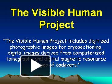 PPT – The Visible Human Project PowerPoint presentation | free to view ...