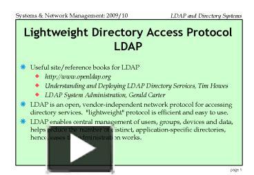 Lightweight Directory Access Protocol LDAP presentation | free to view