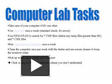 PPT – Computer Lab Tasks PowerPoint presentation | free to view - id ...