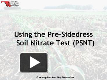 PPT – Using the PreSidedress Soil Nitrate Test PSNT PowerPoint ...