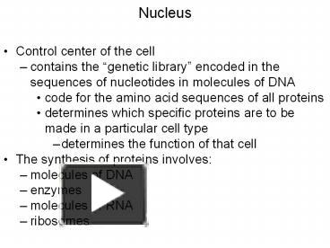 PPT – Nucleus PowerPoint presentation | free to view - id: 2039fa-ZDc1Z