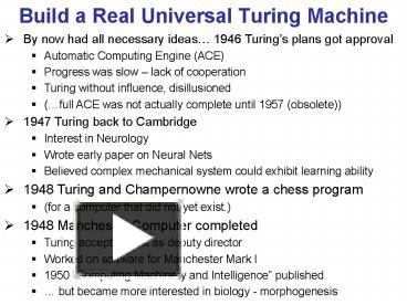 Build a Real Universal Turing Machine presentation | free to view