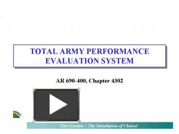 TOTAL ARMY PERFORMANCE EVALUATION SYSTEM presentation | free to view