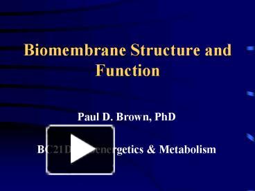 Biomembrane Structure and Function presentation | free to view