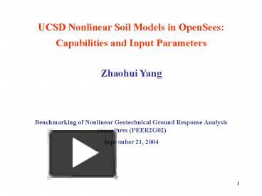 PPT – UCSD Nonlinear Soil Models in OpenSees: PowerPoint presentation ...