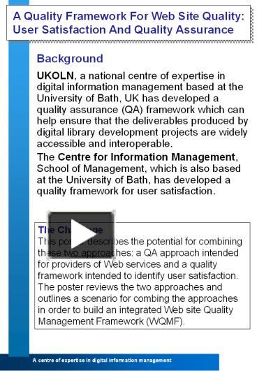 PPT – A Quality Framework For Web Site Quality: User Satisfaction And ...