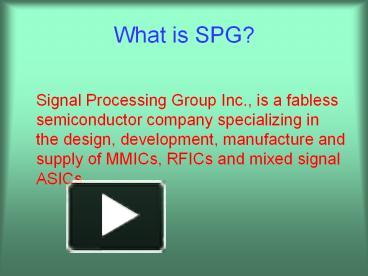 What is SPG? presentation | free to download