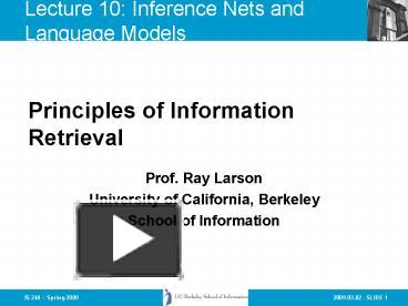 PPT – Lecture 10: Inference Nets and Language Models PowerPoint ...