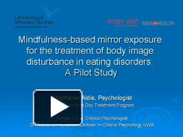 Mindfulnessbased mirror exposure for the treatment of body image ...