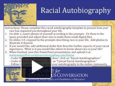 Racial Autobiography presentation | free to view