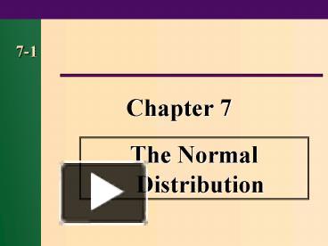 PPT – The Normal Distribution PowerPoint presentation | free to view ...