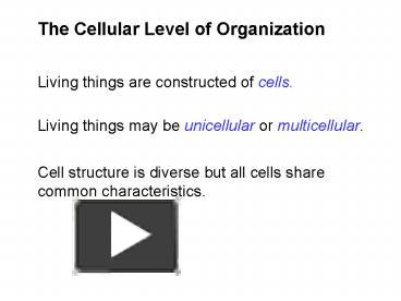 The Cellular Level of Organization presentation | free to view