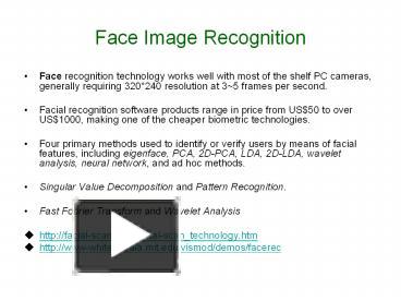 Face%20Image%20Recognition presentation | free to download