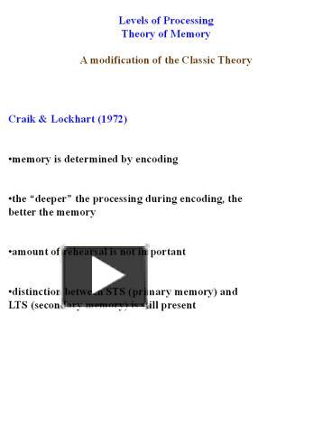 Levels of Processing presentation | free to view