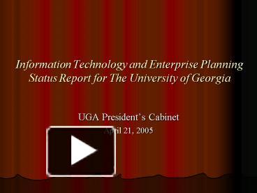 PPT – Information Technology and Enterprise Planning Status Report for ...