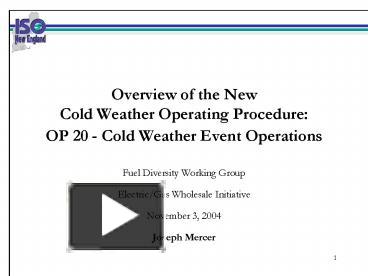 PPT – Overview of the New Cold Weather Operating Procedure: OP 20 Cold ...