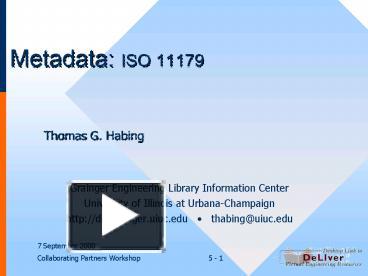Metadata: ISO 11179 presentation | free to view