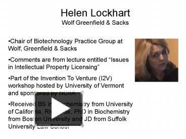 PPT – Helen Lockhart Wolf Greenfield PowerPoint presentation | free to ...