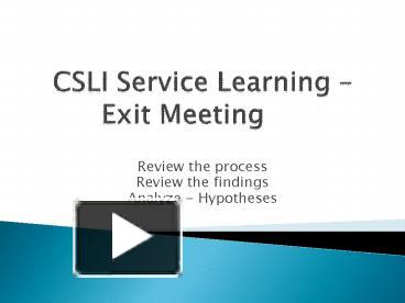 PPT – CSLI Service Learning PowerPoint presentation | free to download ...