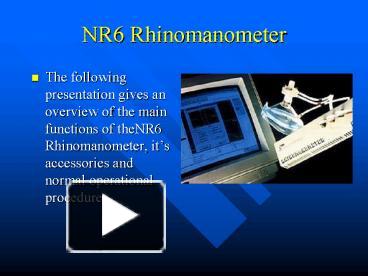 NR6 Rhinomanometer presentation | free to view