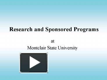 PPT – Research and Sponsored Programs PowerPoint presentation | free to ...