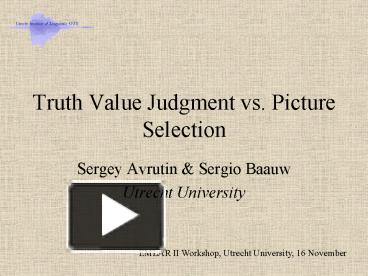 Truth Value Judgment vs' Picture Selection presentation | free to view