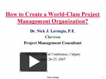 PPT – How to Create a World-Class Project Management Organization ...