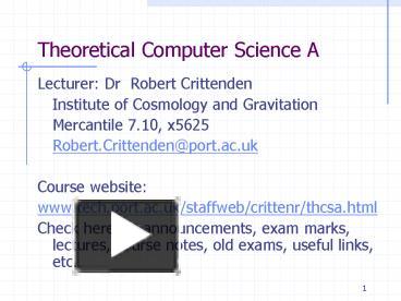 PPT – Theoretical Computer Science A PowerPoint presentation | free to ...